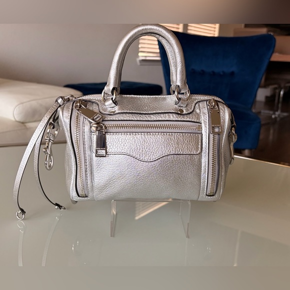 Rebecca Minkoff | Bags | Rebecca Minkoff Leather Metallic Silver Mini ...